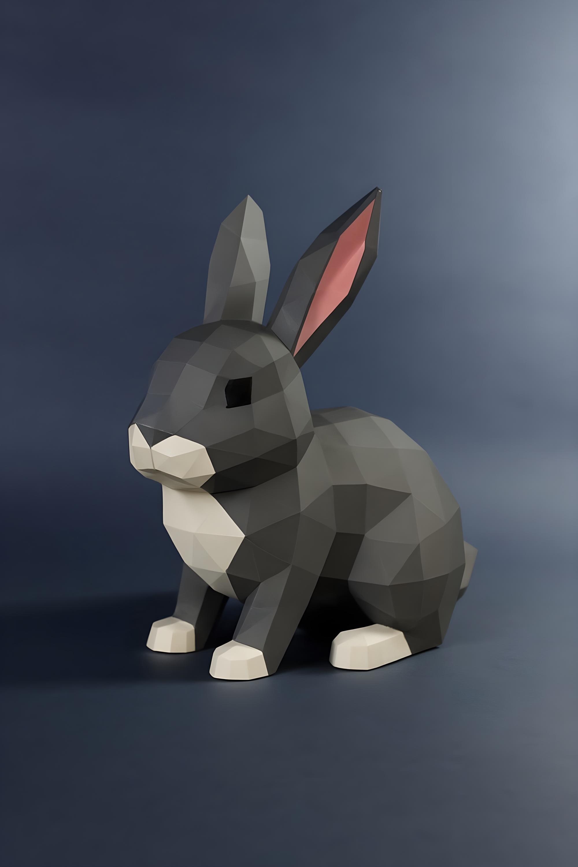 Bunny Papercraft 3D DIY Low Poly Paper Crafts Easter Rabbit Decor Model ...