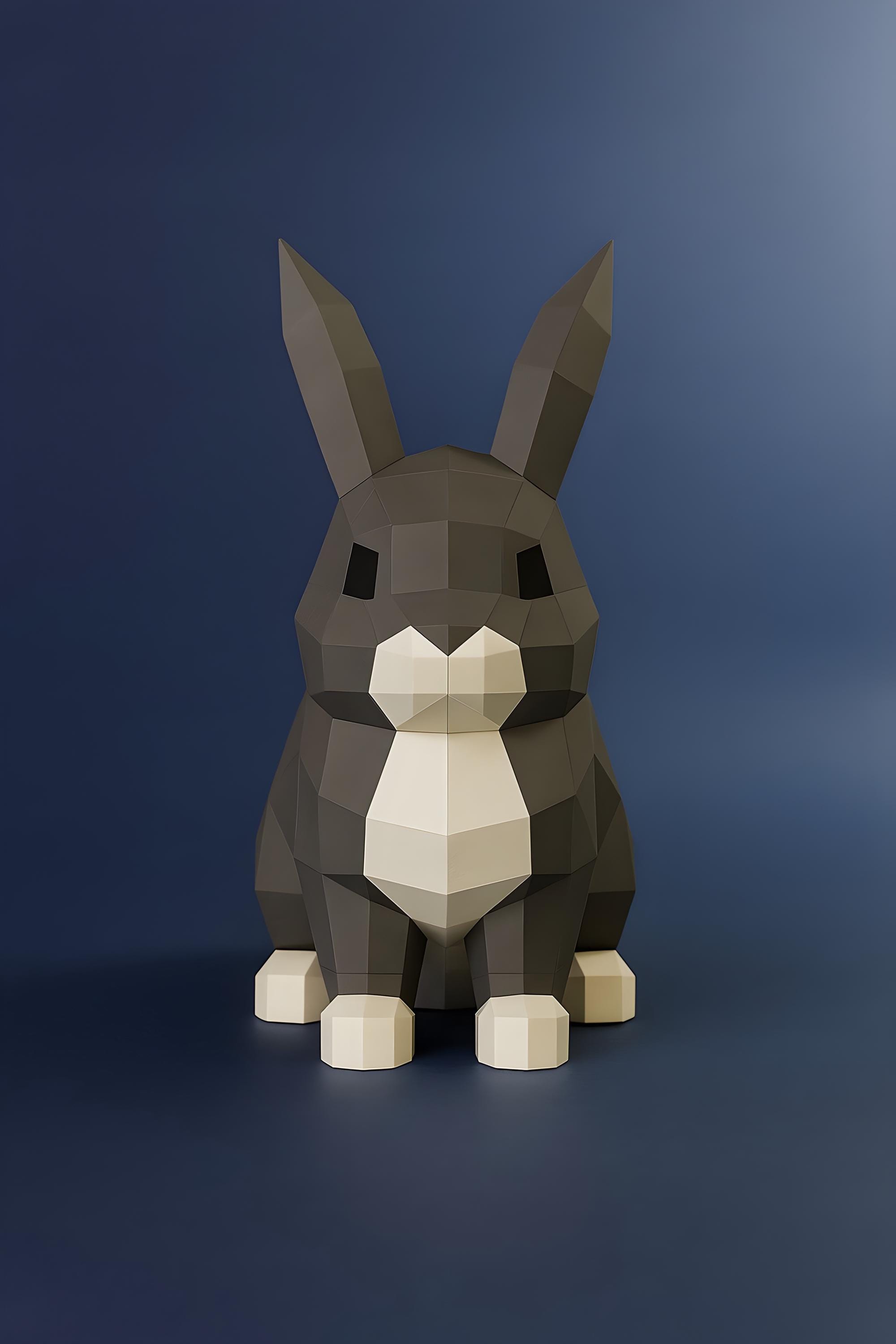 Bunny Papercraft 3D DIY Low Poly Paper Crafts Easter Rabbit Decor Model ...