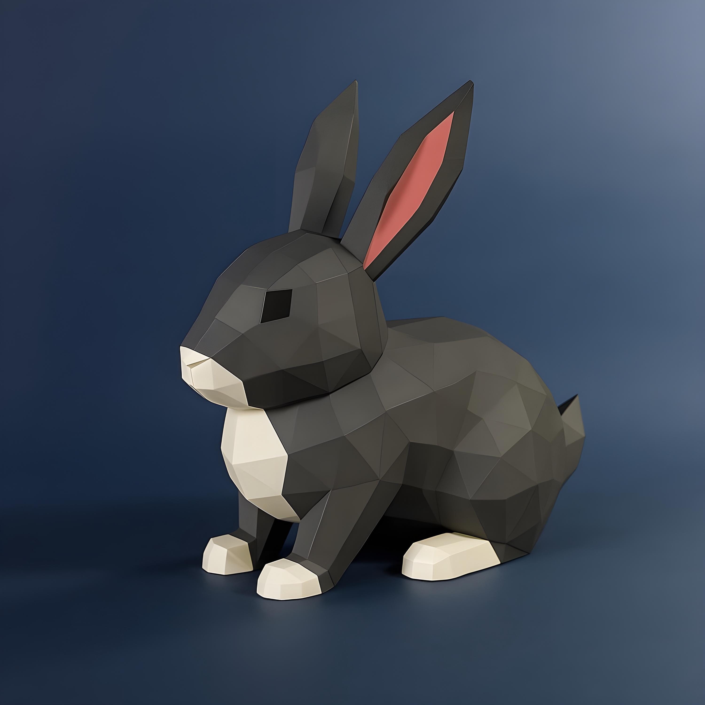 Bunny Papercraft 3D DIY Low Poly Paper Crafts Easter Rabbit Decor Model ...
