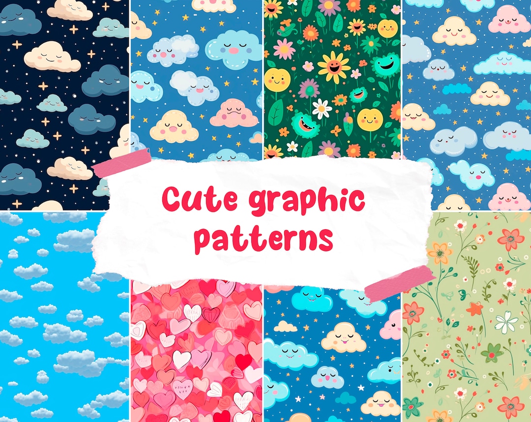 Cute Patterns, Digital Paper, Seamless Pattern, Sleeping Clouds Pattern ...