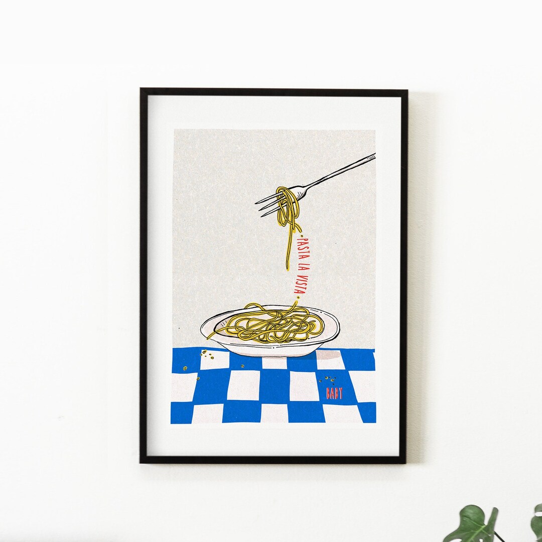 Hand Drawn Pasta Wall Art, Fun Pasta Poster, Spaghetti Wall Art ...