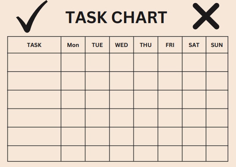 Task Chart Simple Wall Chart for Productivity Daily Planner to - Etsy