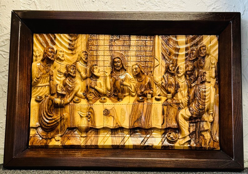 Last Supper Olive Wood Wall Art - Etsy