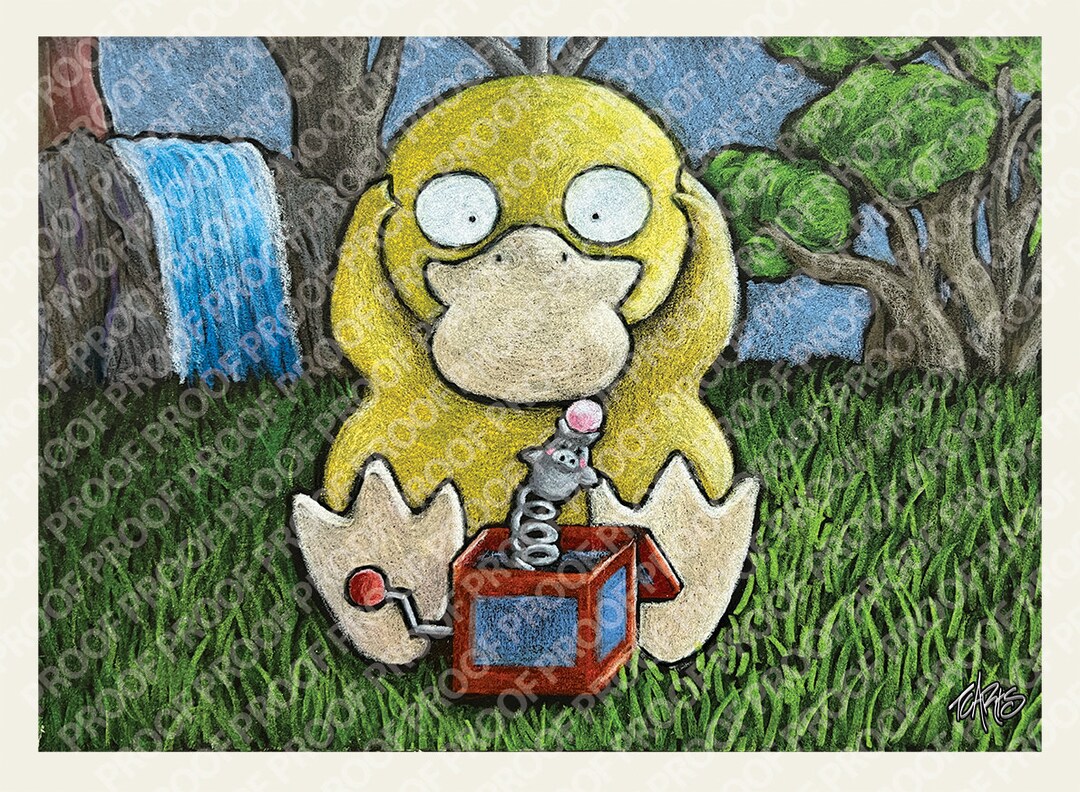 Psyduck Pokemon Artwork Original Giclee Print Tcarts Youtube - Etsy
