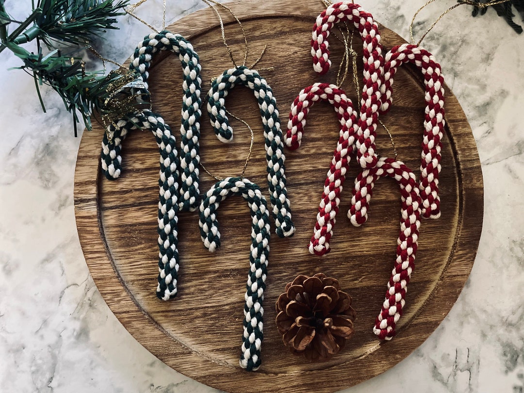 Macrame Candy Cane: Set of 4 - Etsy