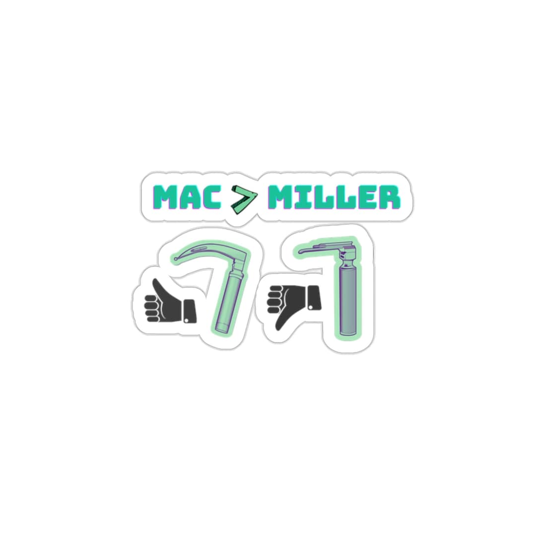 Mac Vs. Miller Laryngoscope Blades Sticker - A Hilarious Battle of ...