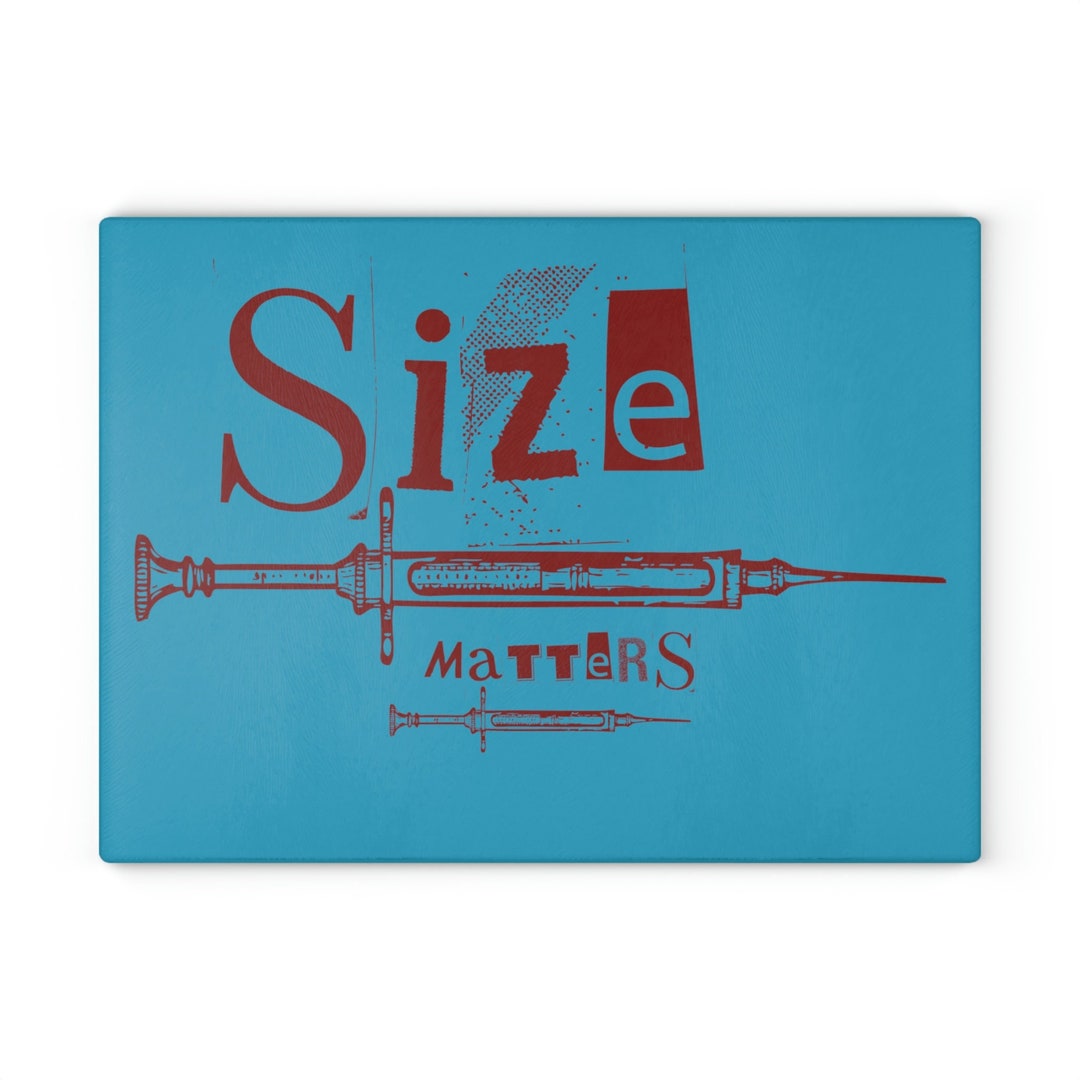 Size Matters Turquoise Glass Cutting Board: Humorous and Stylish ...