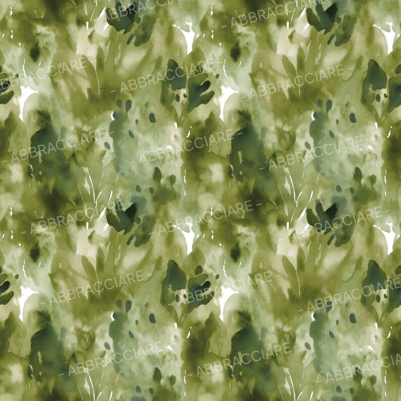 Olive Green Watercolor Texture Digital Paper Pack - Set of 10 Seamless ...