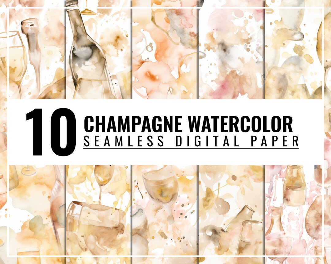 Champagne Watercolor Texture Digital Paper Pack - Set of 10 Seamless ...