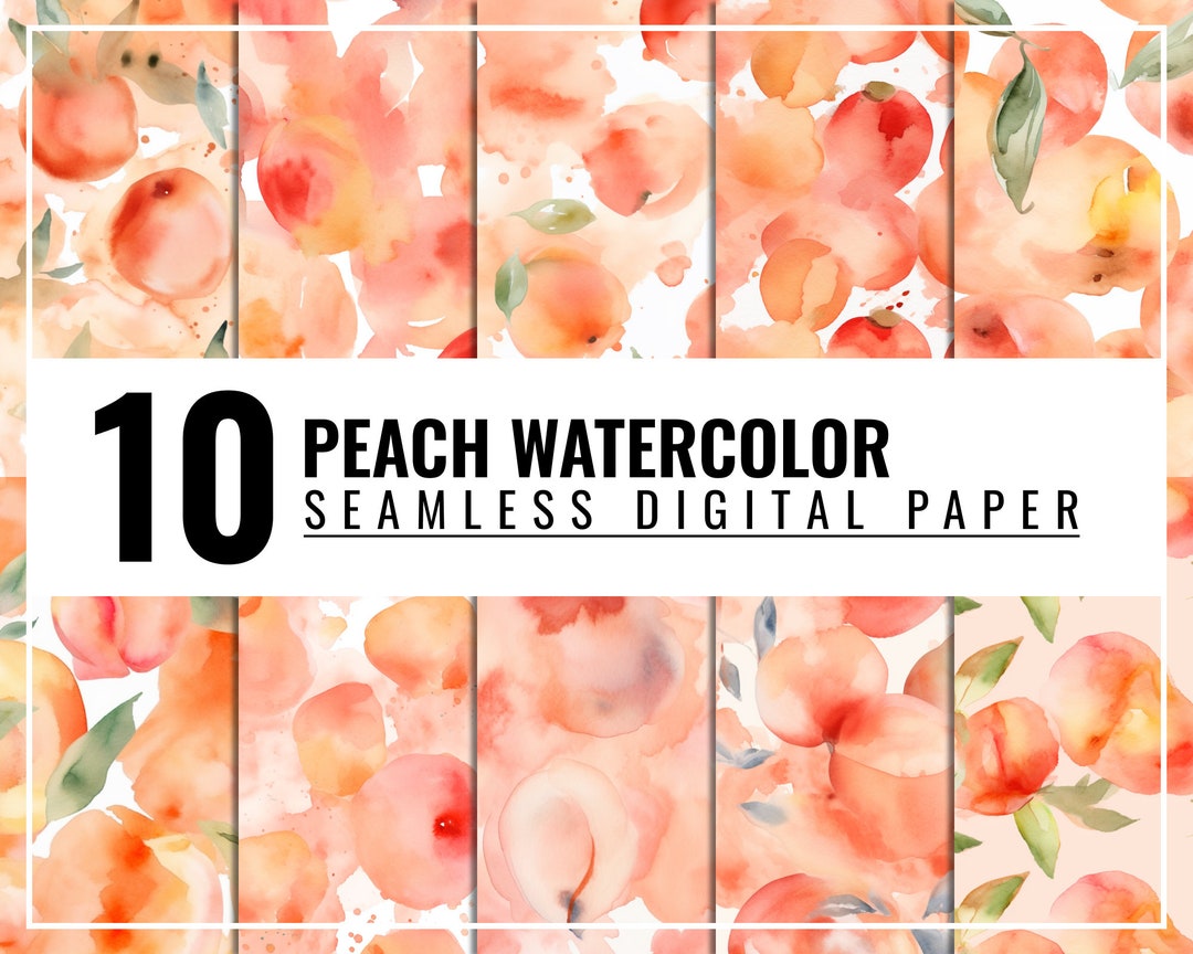 Peach Watercolor Texture Digital Paper Pack - Set of 10 Seamless ...