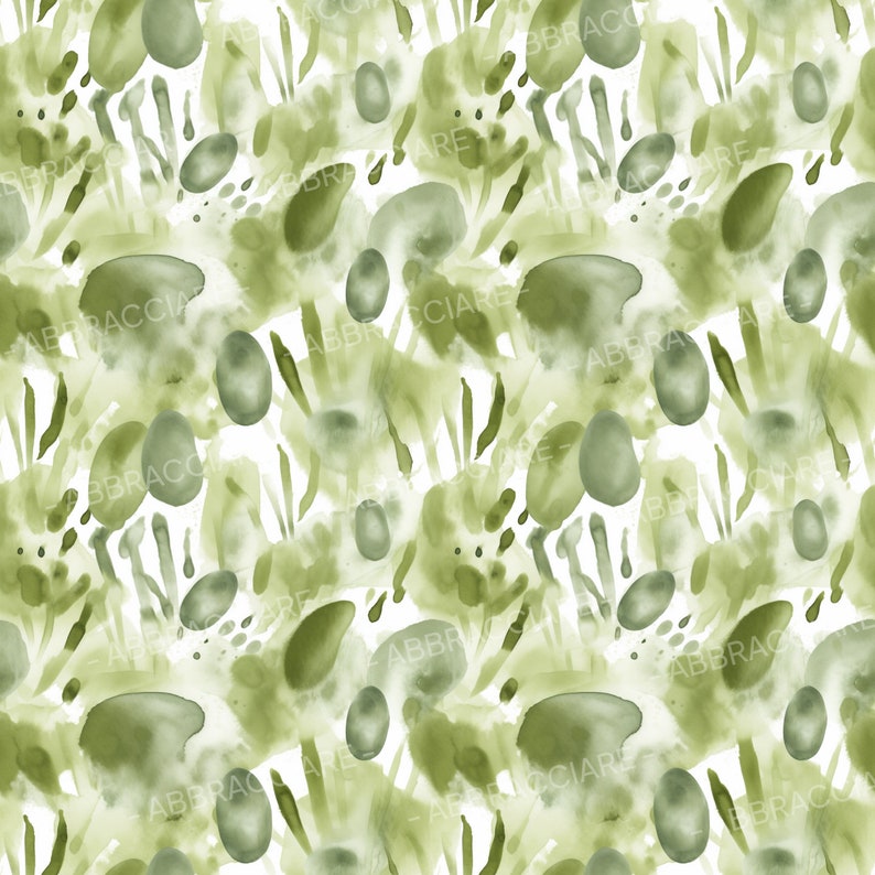 Olive Green Watercolor Texture Digital Paper Pack - Set of 10 Seamless ...