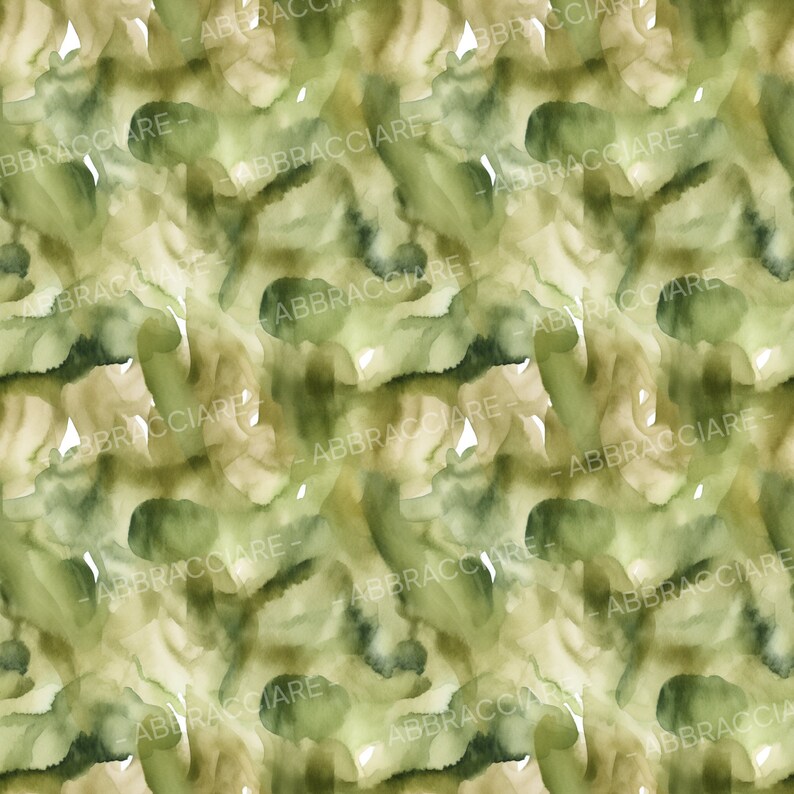 Olive Green Watercolor Texture Digital Paper Pack - Set of 10 Seamless ...