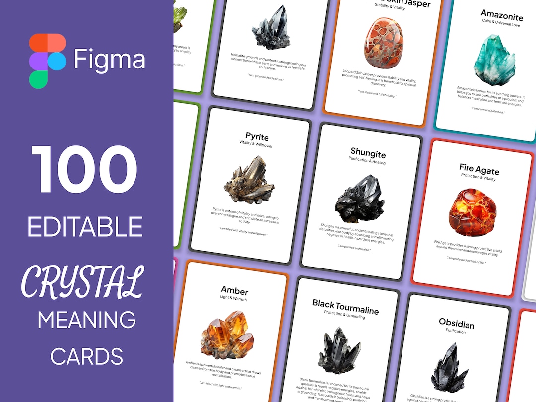 100 Printable Crystal Information Cards, Crystal Meaning Cards, Crystal ...
