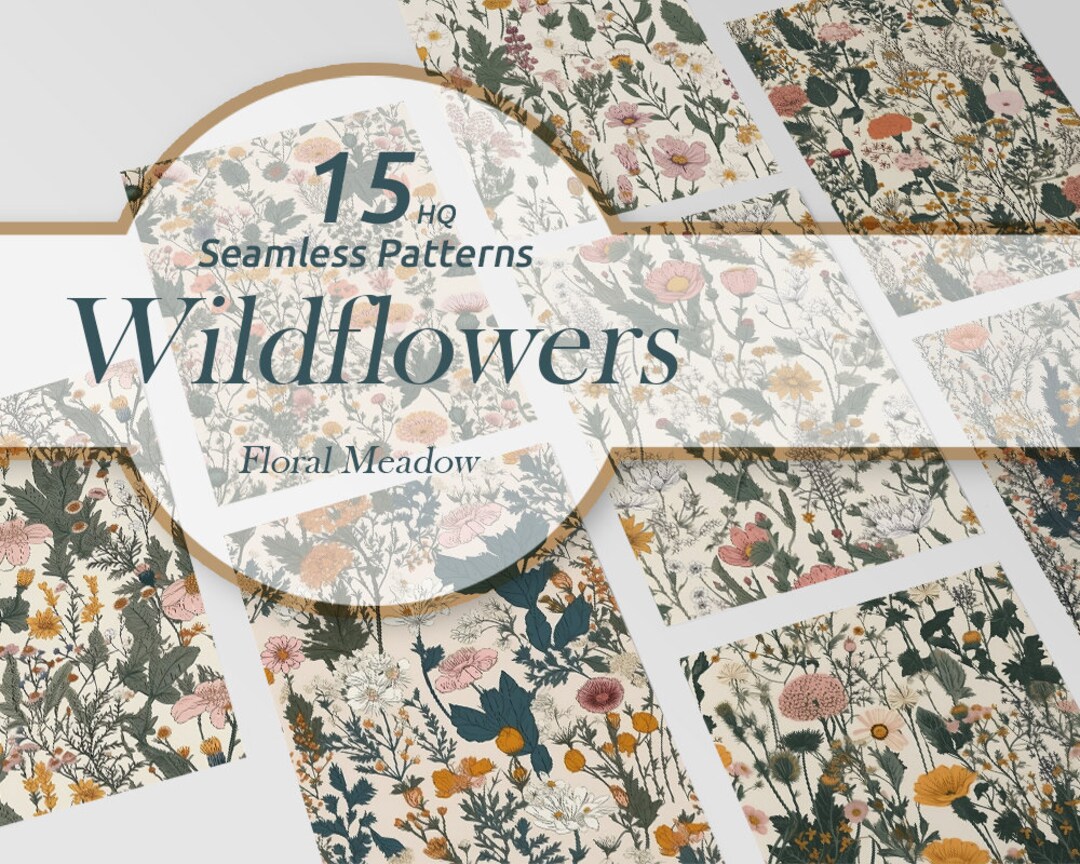 Wildflower Pattern Digital Paper Floral Seamless Scrapbook Paper ...