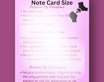 Total Knee Replacement Reference Note Card Size / Occupational Therapy ...