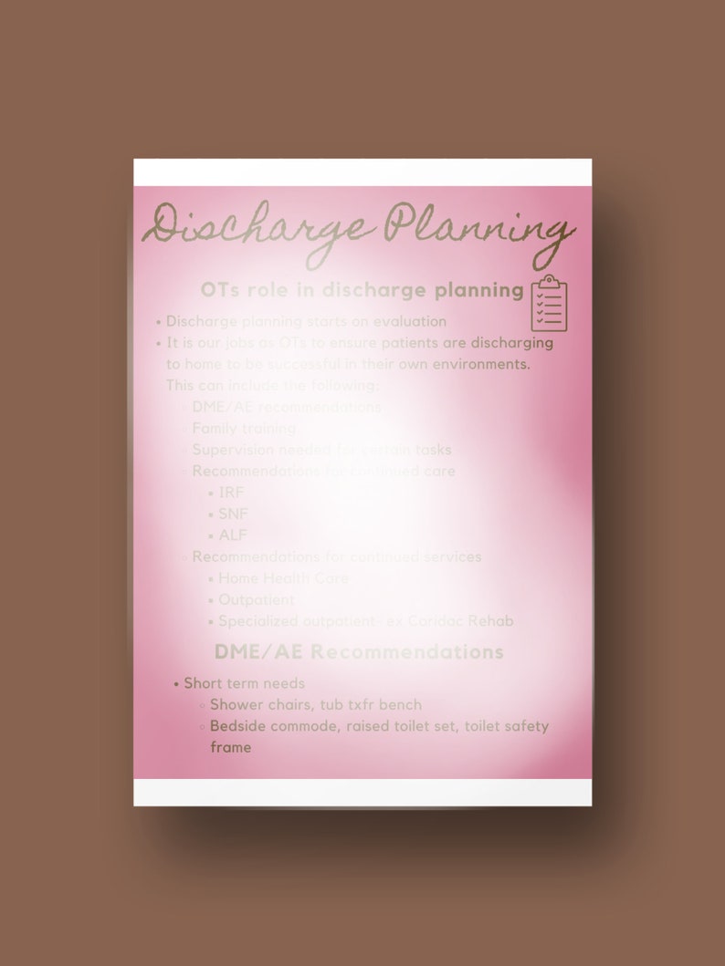 Occupational Therapy Discharge Planning / Level II Fieldwork / New Grad ...