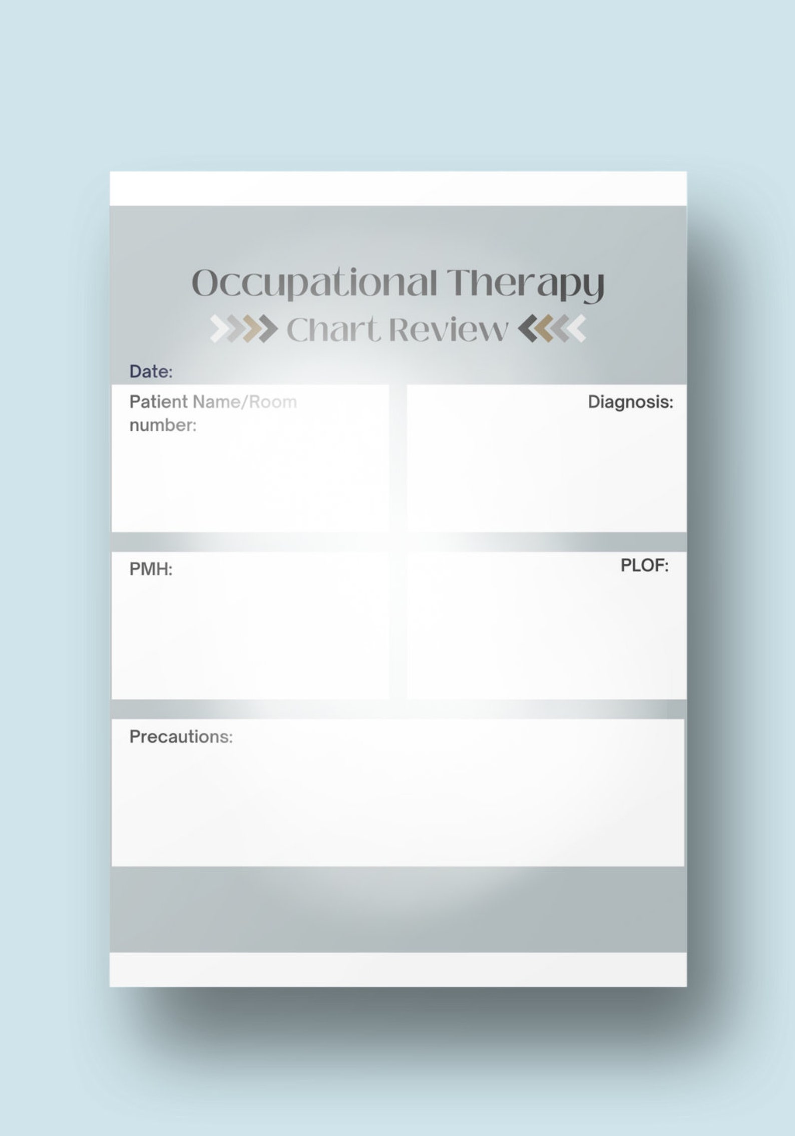 Occupational Therapy Chart Review Note Card Size / OT / OT Student ...