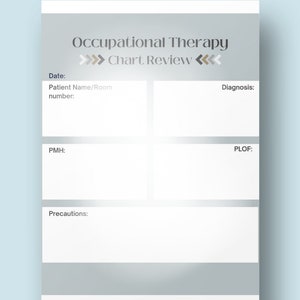 Occupational Therapy Chart Review Note Card Size / OT / OT Student ...