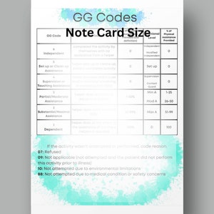 GG Codes Note Card Size / Occupational Therapy / Physical - Etsy