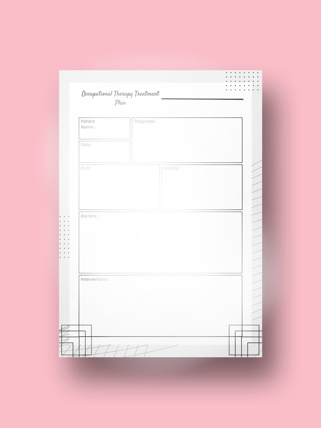 Occupational Therapy Treatment Plan / OT / Level II Fieldwork / OT ...