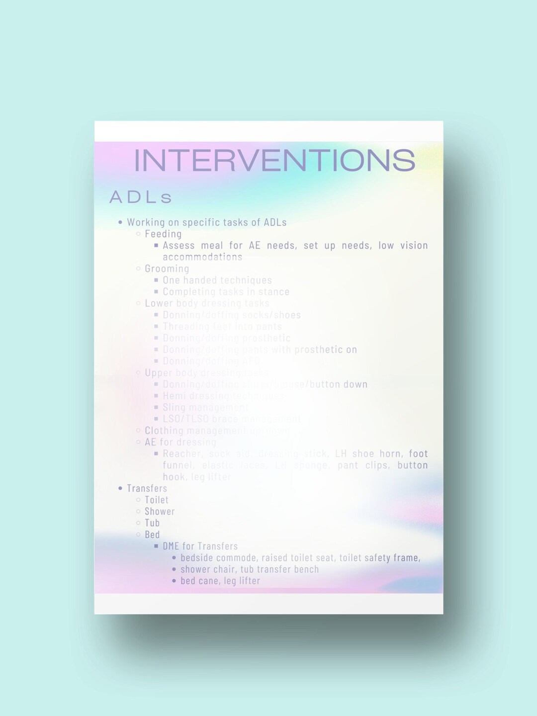 Occupational Therapy Interventions for Level II Fieldwork / OT ...