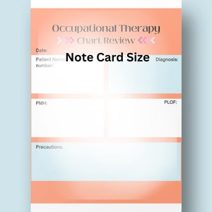 Occupational Therapy Chart Review Note Card Size / OT / OT Student ...