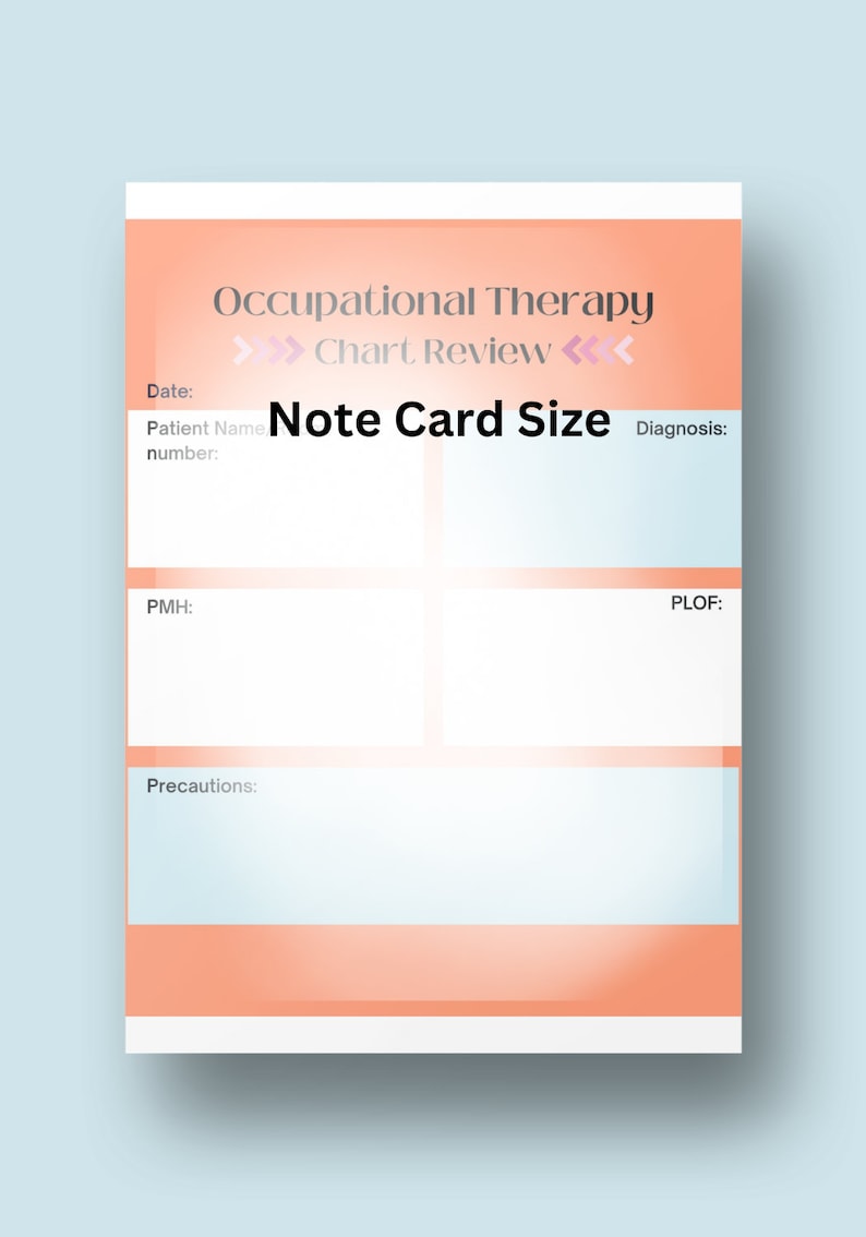 Occupational Therapy Chart Review Note Card Size / OT / OT Student ...
