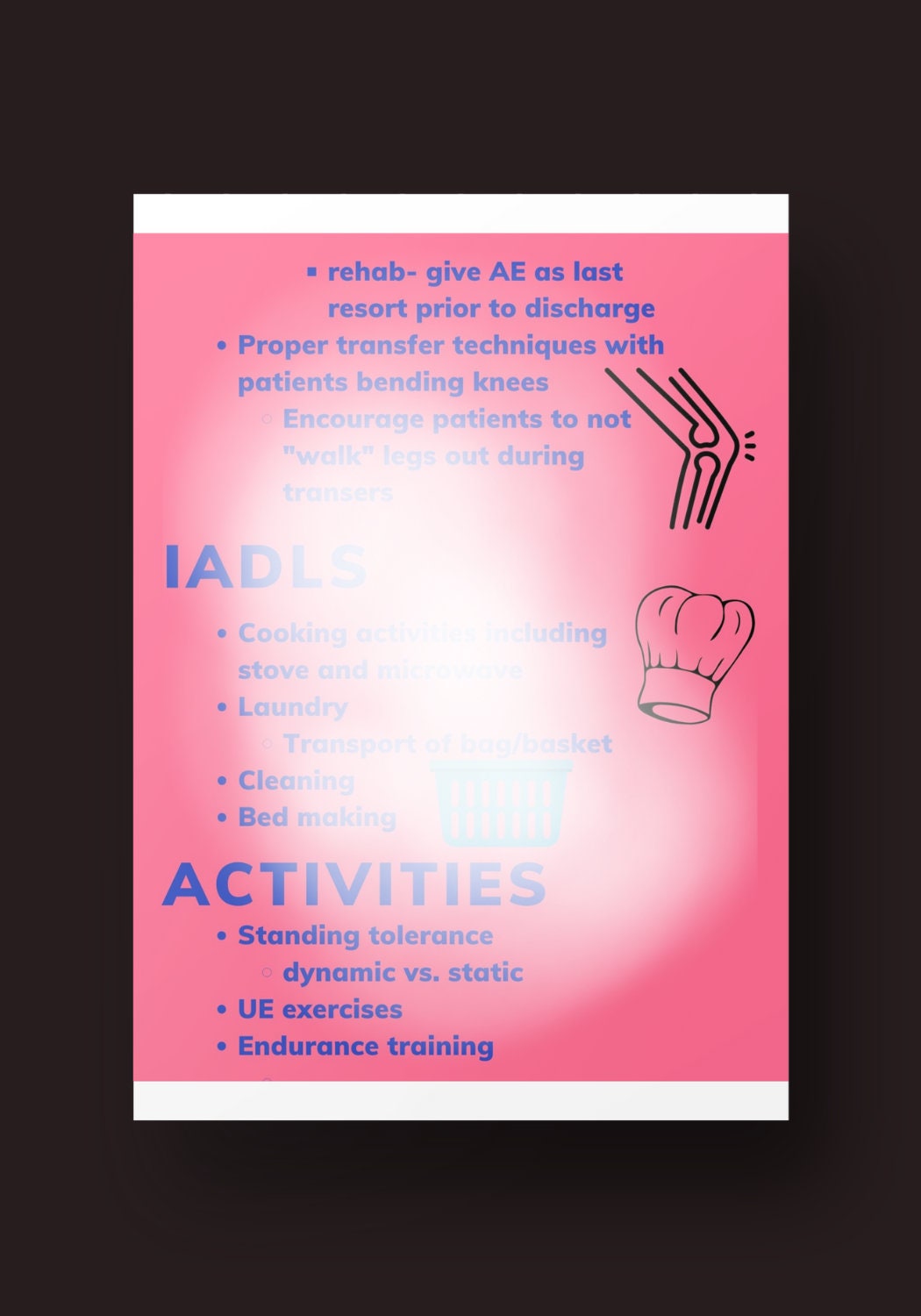 Total Knee Replacement Reference Note Card Size / Occupational Therapy ...