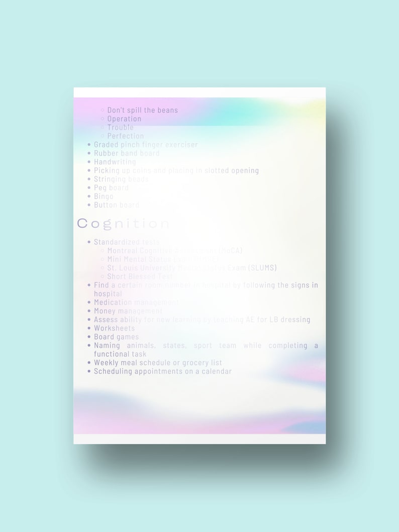 Occupational Therapy Interventions for Level II Fieldwork / OT ...