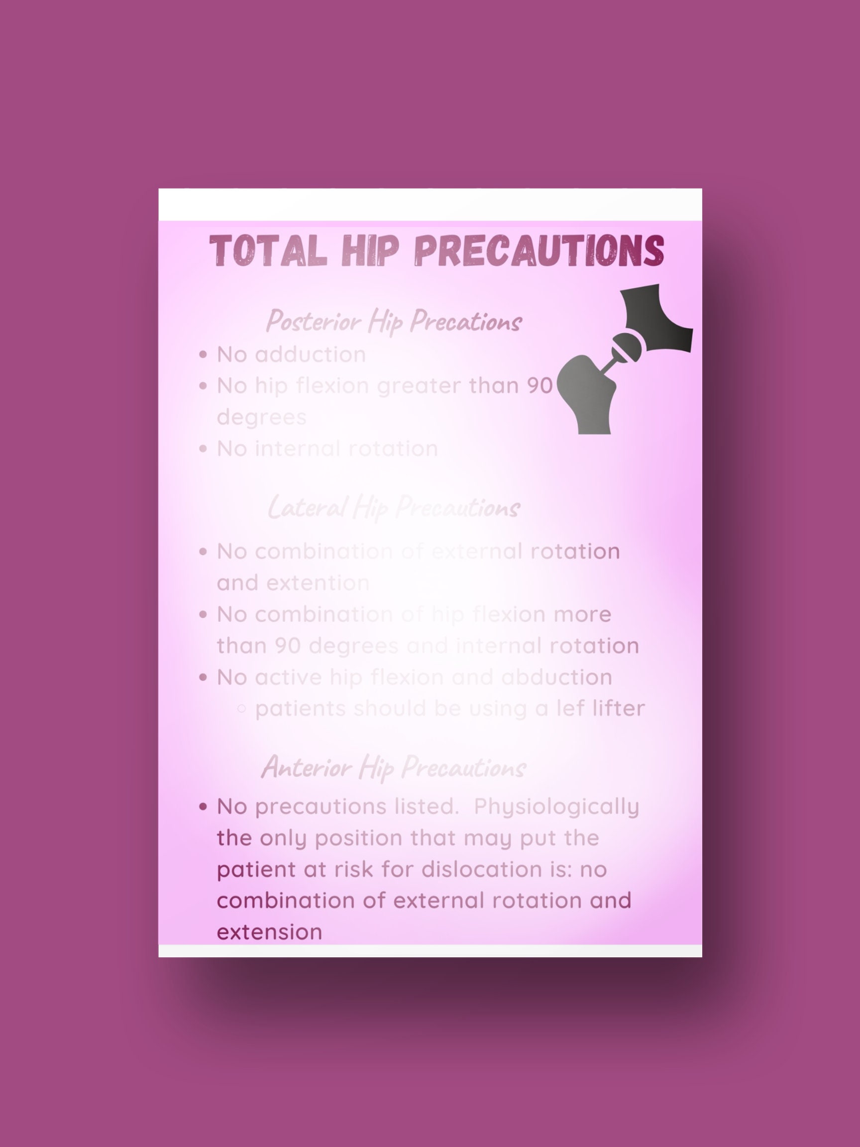 Total Hip Replacement Reference / Occupational Therapy / OT / Adls ...