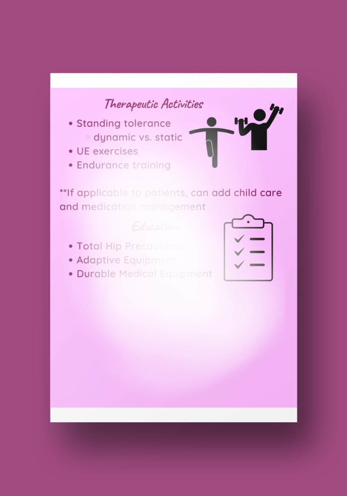 Total Hip Replacement Reference Note Card Size / Occupational Therapy ...