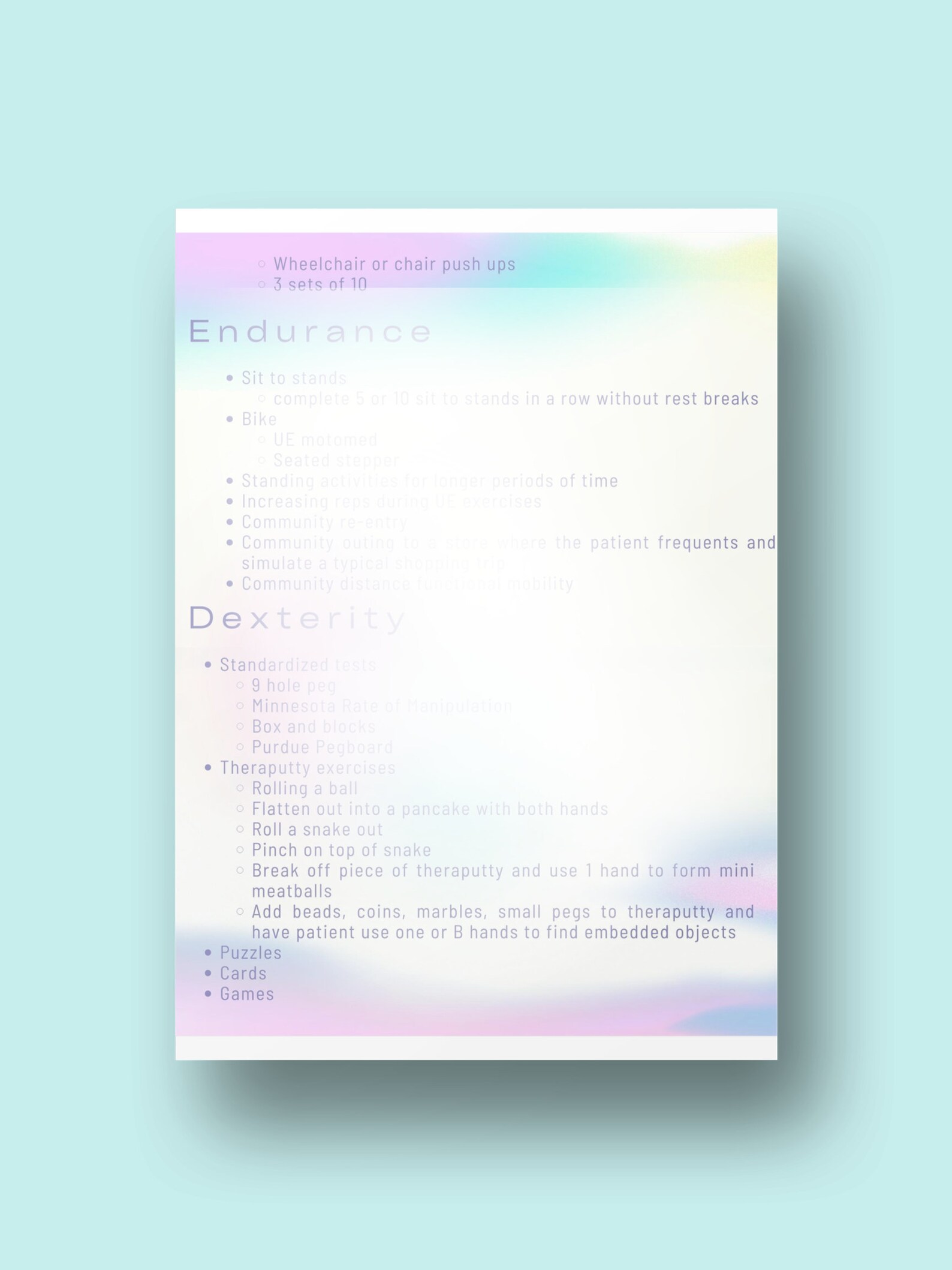 Occupational Therapy Interventions for Level II Fieldwork / OT ...