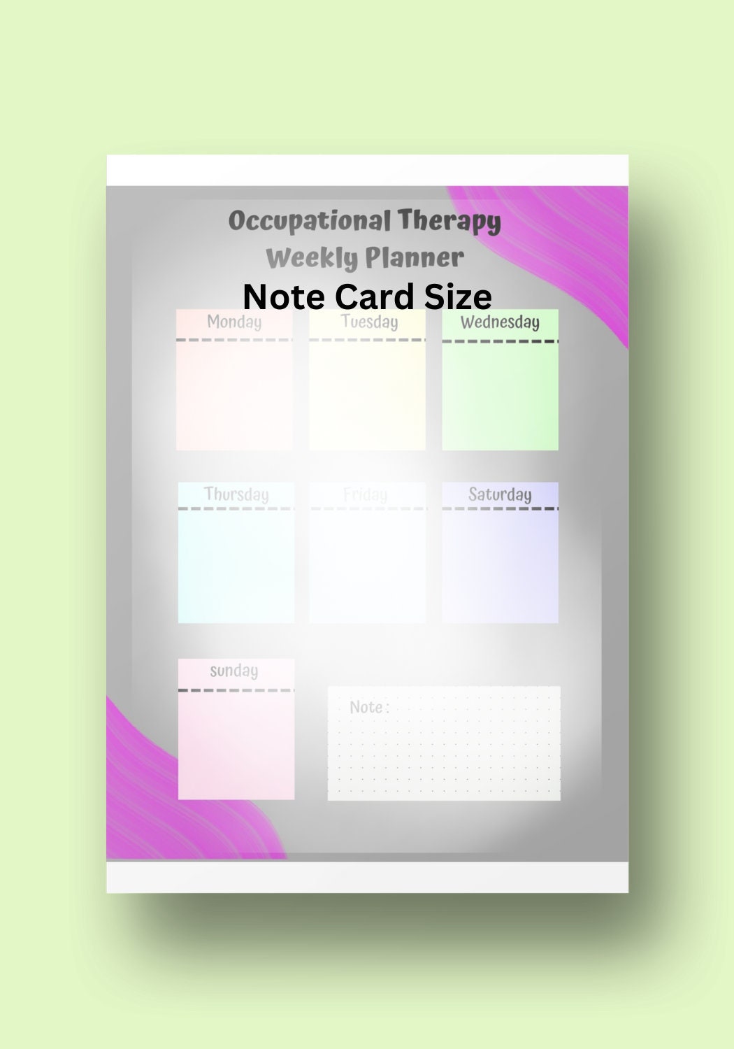 Occupational Therapy Weekly Planner Note Card Size / Weeklies ...