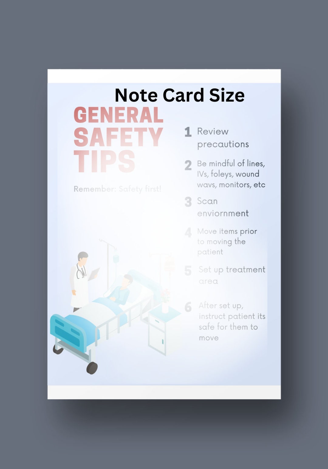 Occupational Therapy General Safety Tips Before Sessions Note Card Size ...