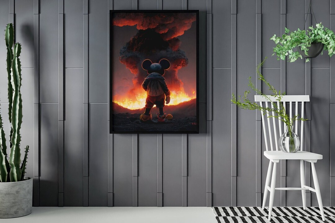 Mickey Mouse Volcano Explosion / Printable Digital Painting / - Etsy