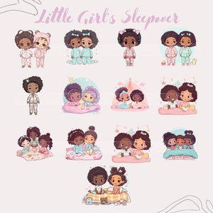 Slumber Party Clipart, Sleepover Clipart, Pajama Party Clipart, Black ...