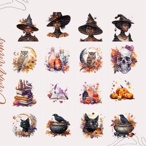 October Witches Clipart, Halloween Clipart, Fall Clipart, Fairytale ...
