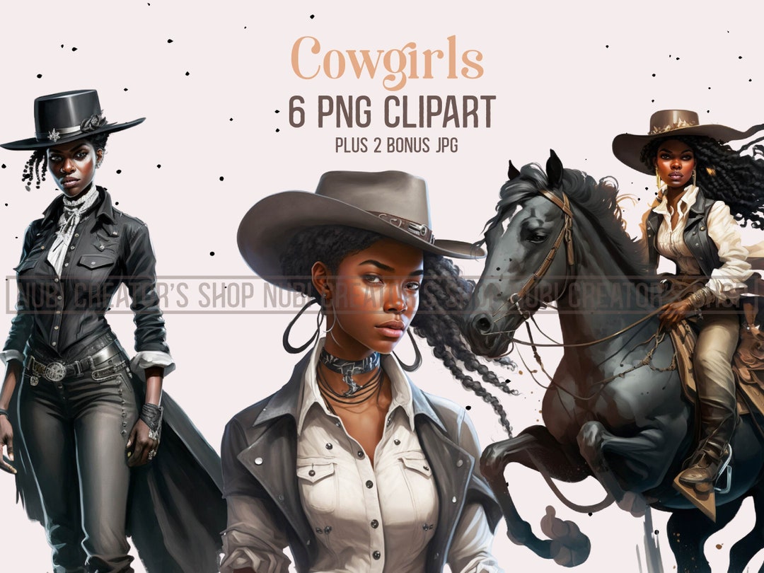 Cowgirl Clipart, Western Clipart, Black Cowgirl, Horse Clipart, Black Clipart, Black Woman - Etsy