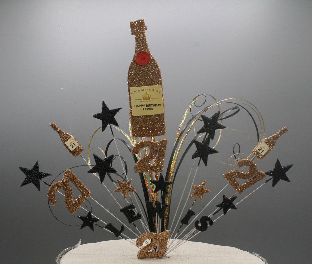 Champagne Cake Topper Cake Decoration Cake Spray Birthday Starburst ...