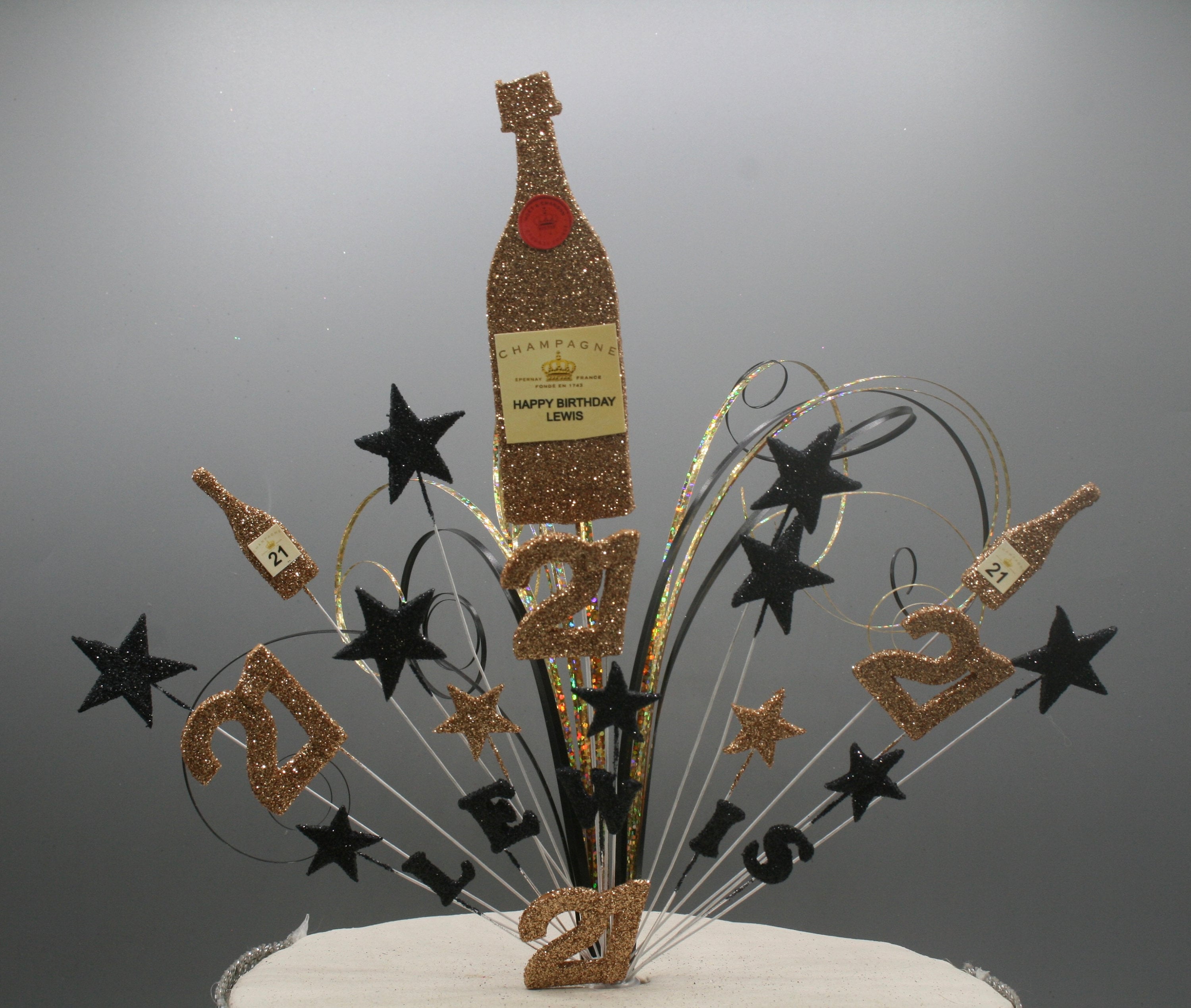 Champagne Cake Topper Cake Decoration Cake Spray Birthday - Etsy