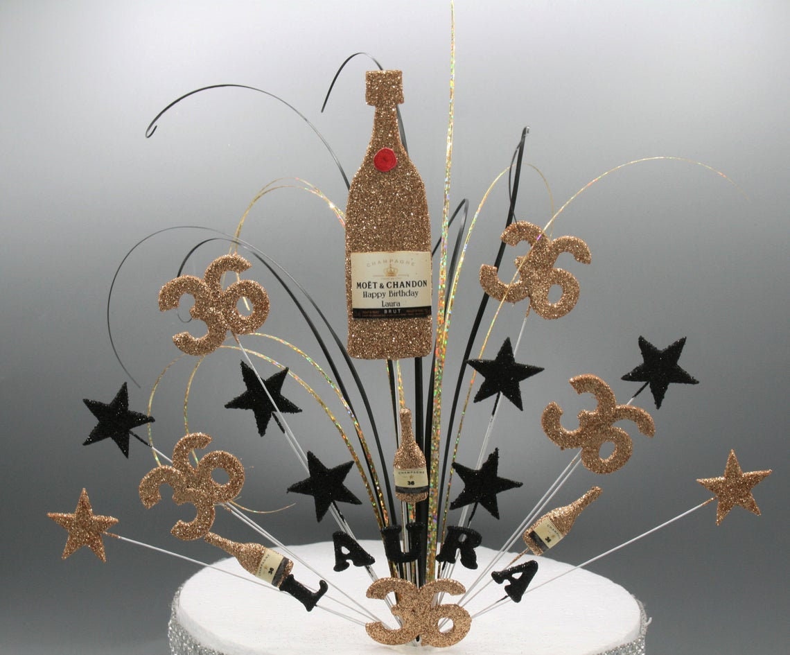 Champagne Cake Topper Cake Decoration Cake Spray Birthday - Etsy