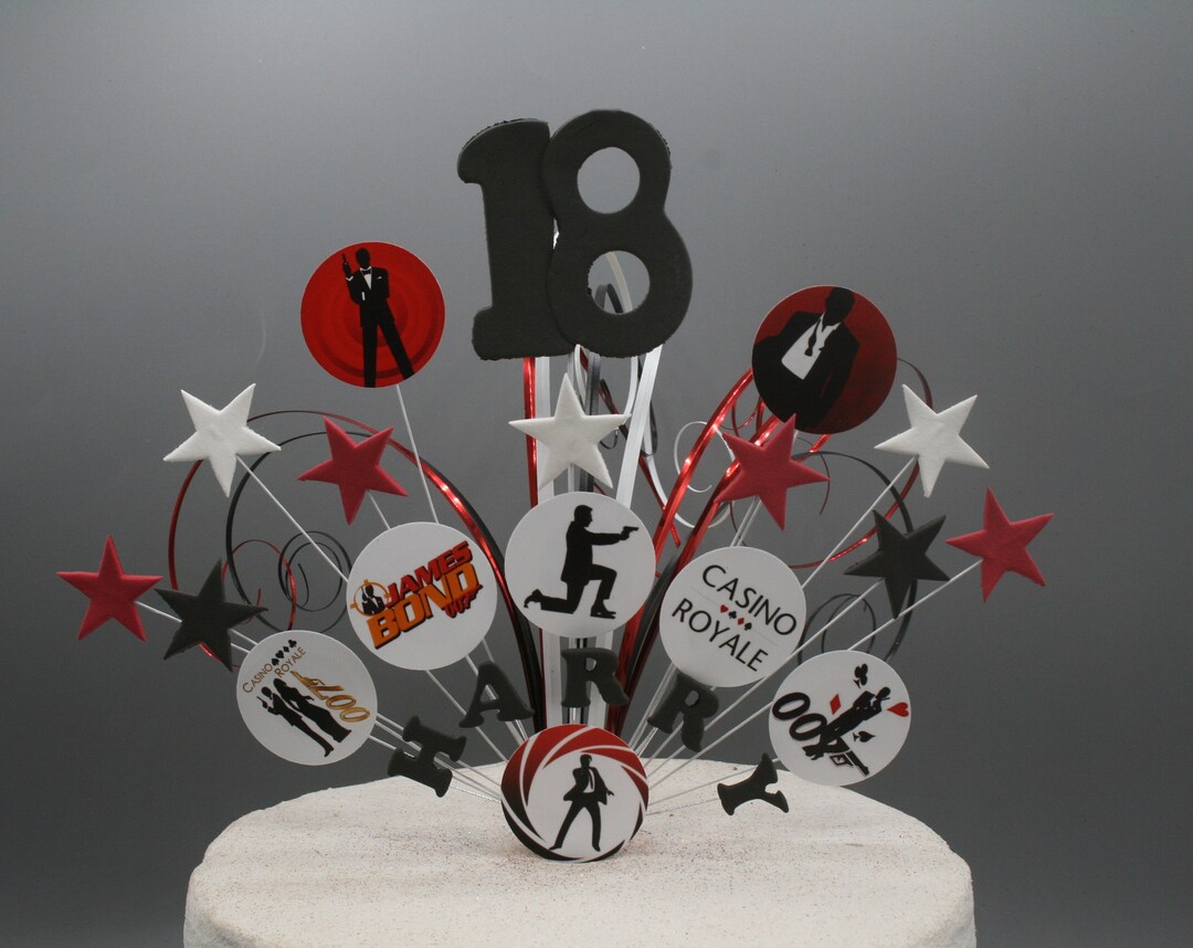 James Bond Cake Topper Cake Decoration Cake Spray Birthday Etsy
