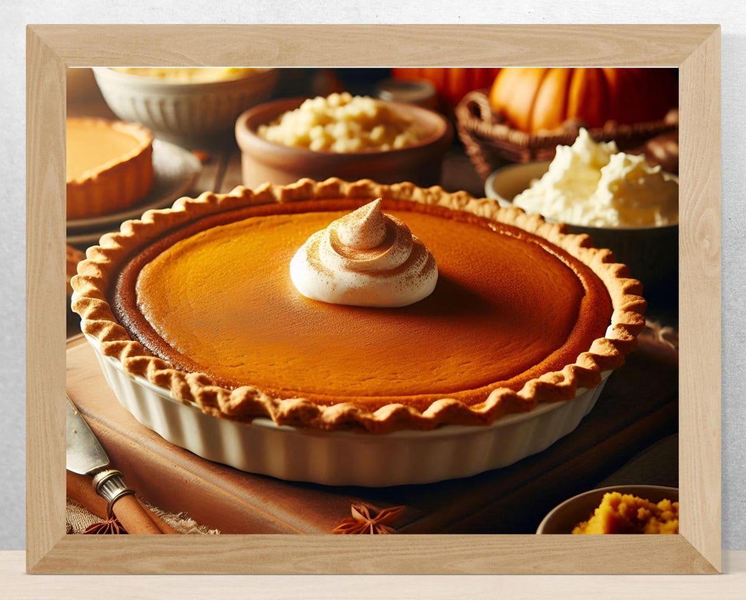 Thanksgiving Pie Wall Art PNG Fall Pie-themed Printable Decor Autumn Dessert Art for Kitchen ...