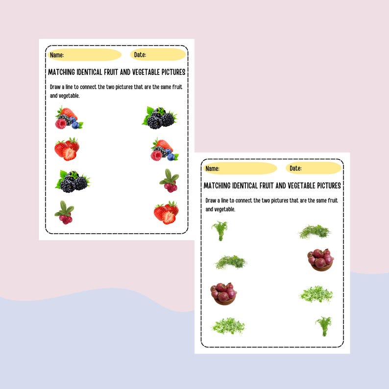 Fruit and Vegetable Matching Game for Kids - Printable Activity ...