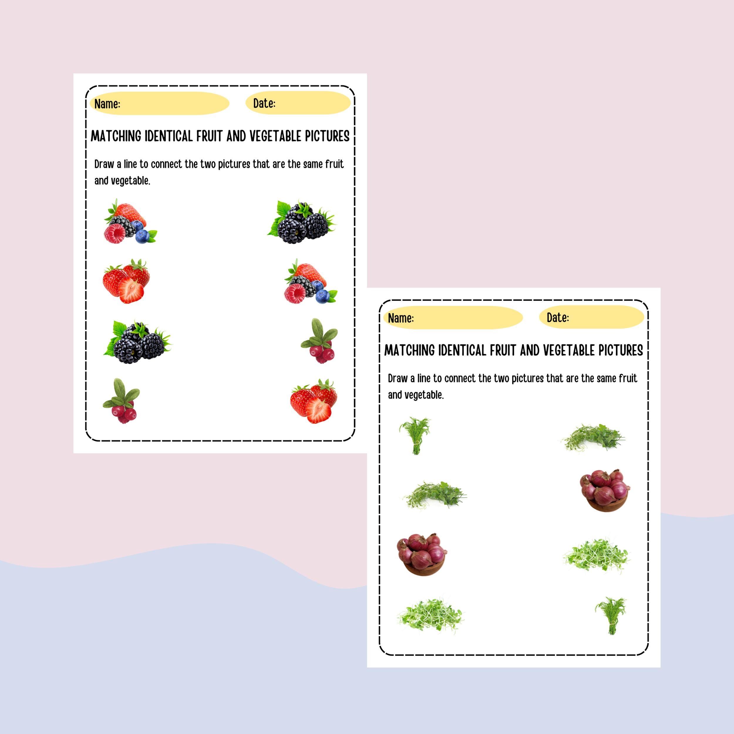Fruit and Vegetable Matching Game for Kids - Printable Activity ...