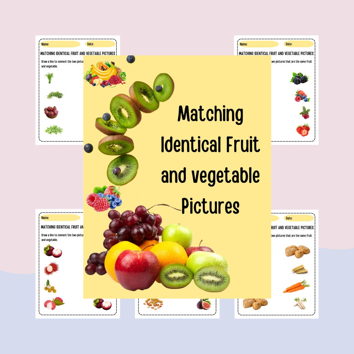 Fruit and Vegetable Matching Game for Kids - Printable Activity ...