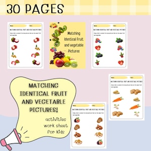 Fruit and Vegetable Matching Game for Kids - Printable Activity ...