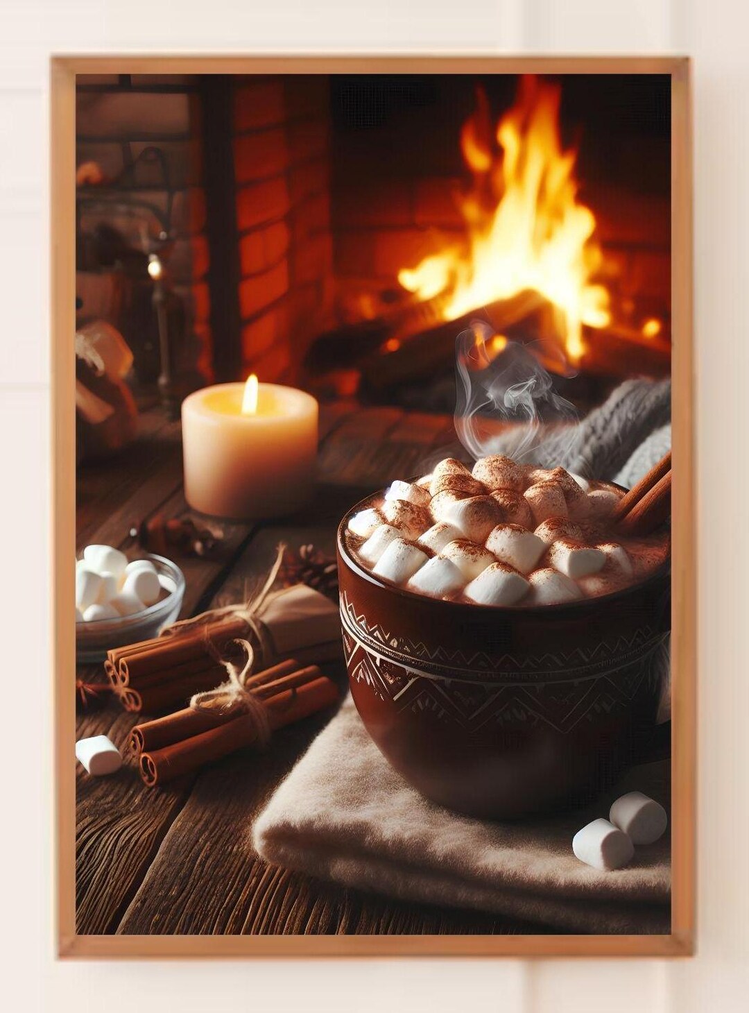 Cozy Hot Cocoa by the Fire PNG Files Warm Winter Scene Digital Download ...
