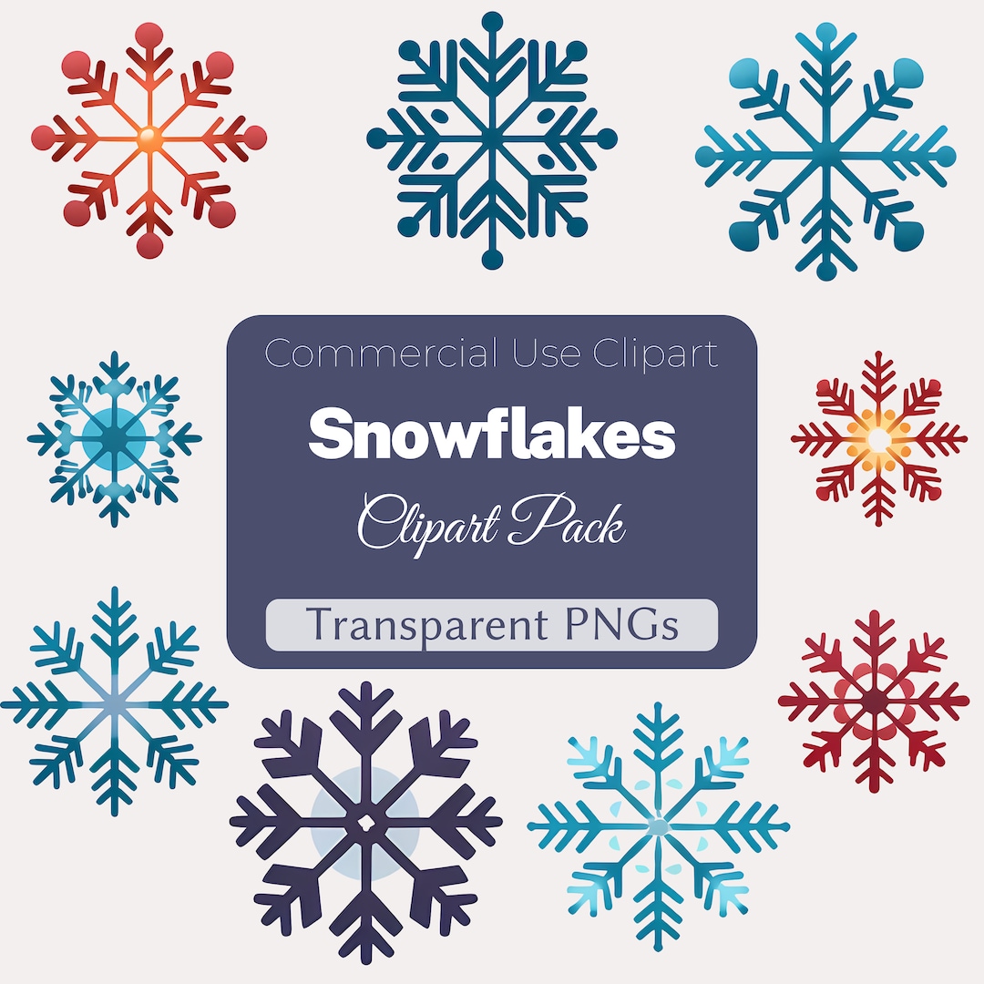 Colorful Snowflake Illustrations Clipart Set Commercial License - Etsy