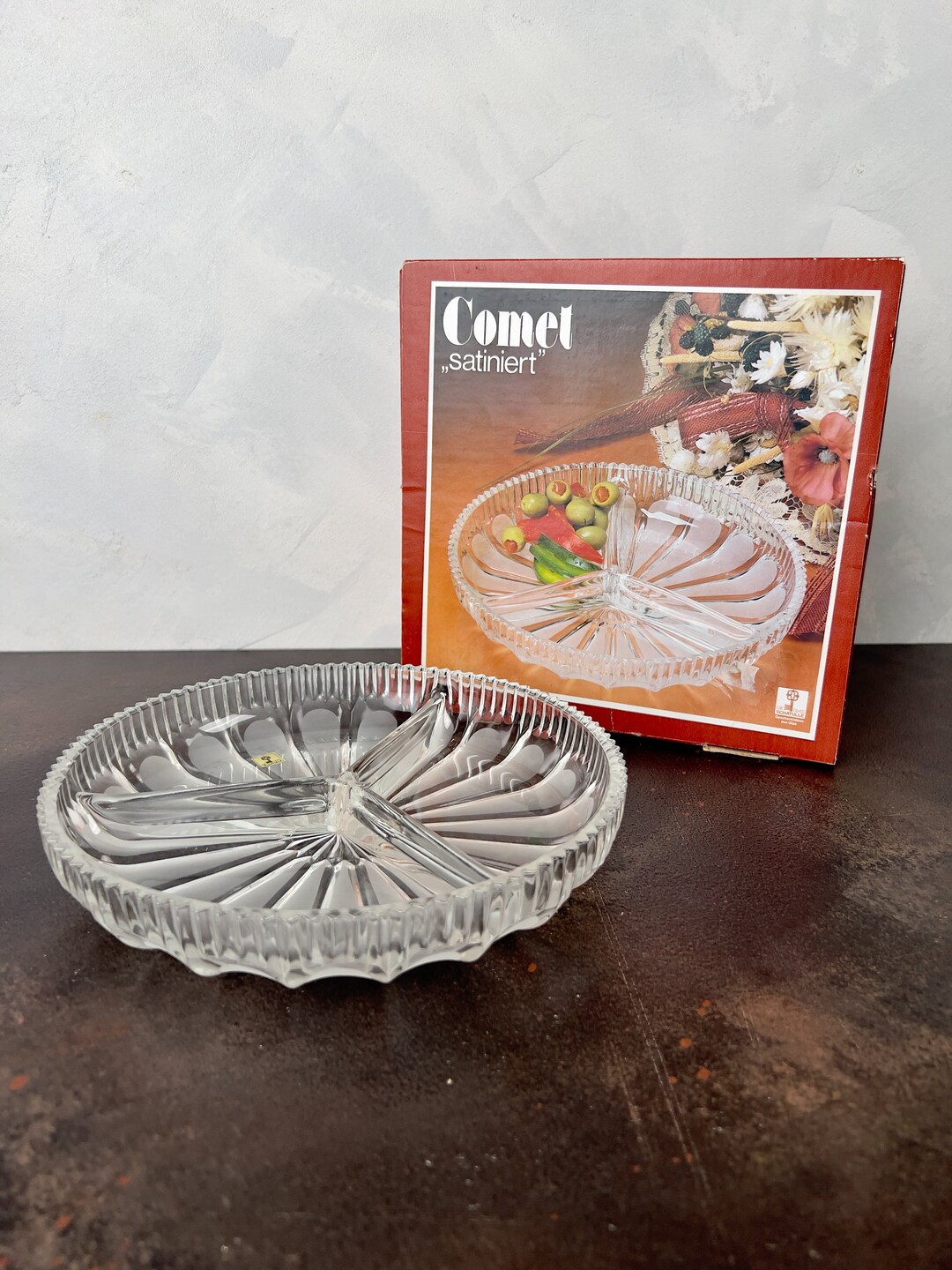 Vintage Glass 3 Compartment Dish - Satin Finished - Ø 21 Cm - Comet ...